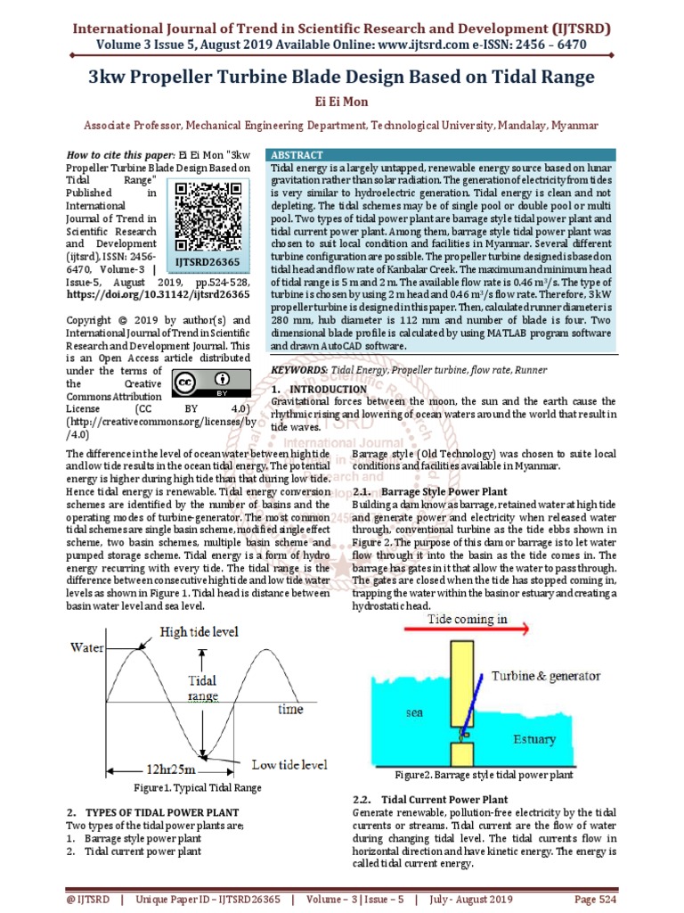 3kw Propeller Turbine Blade Design Based On Tidal Range | PDF | Tide ...