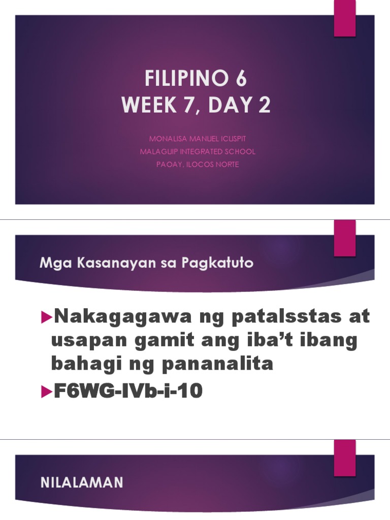 Filipino 6 - Week 7, Day 2-3 | PDF