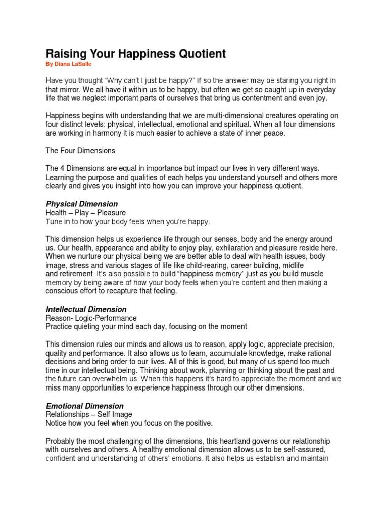 Raising Your Happiness Quotient | PDF | Mind | Happiness