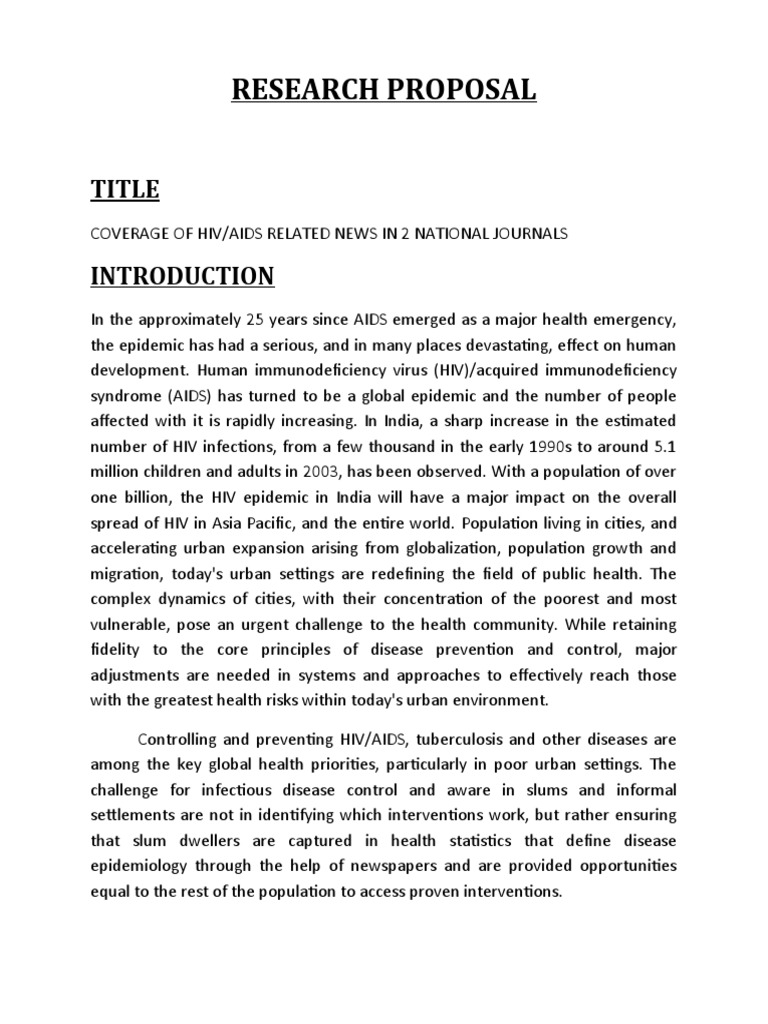 Research Proposal | PDF | Hiv/Aids | Infection
