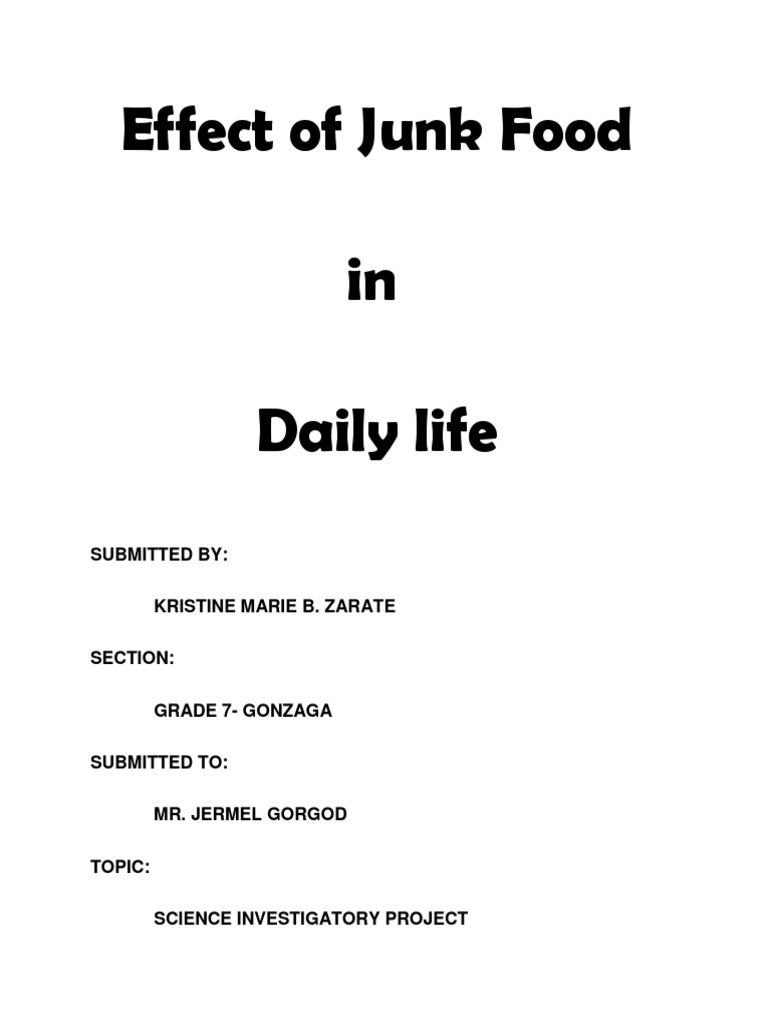 Impact of Junk Food on Children’s Health | PDF | Junk Food | Obesity