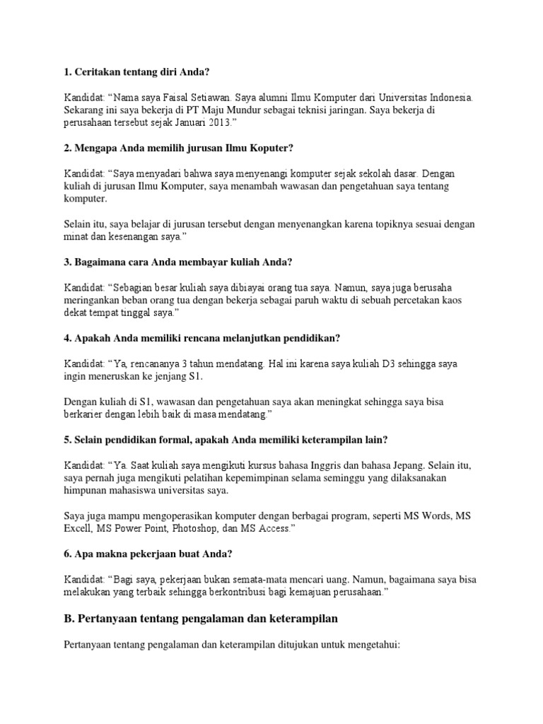 Soal Interview 100% | PDF