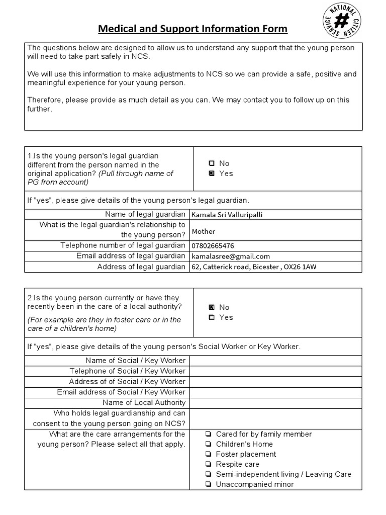 Medical Support Form | PDF | Allergy | Attention Deficit Hyperactivity ...
