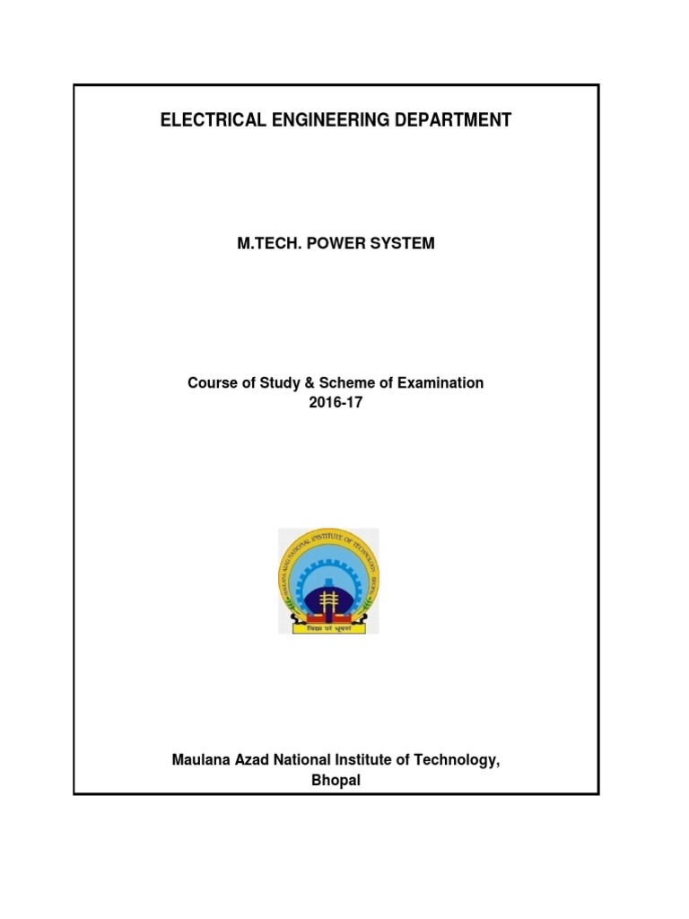 Electrical Engineering Department: M.Tech. Power System | Download Free ...