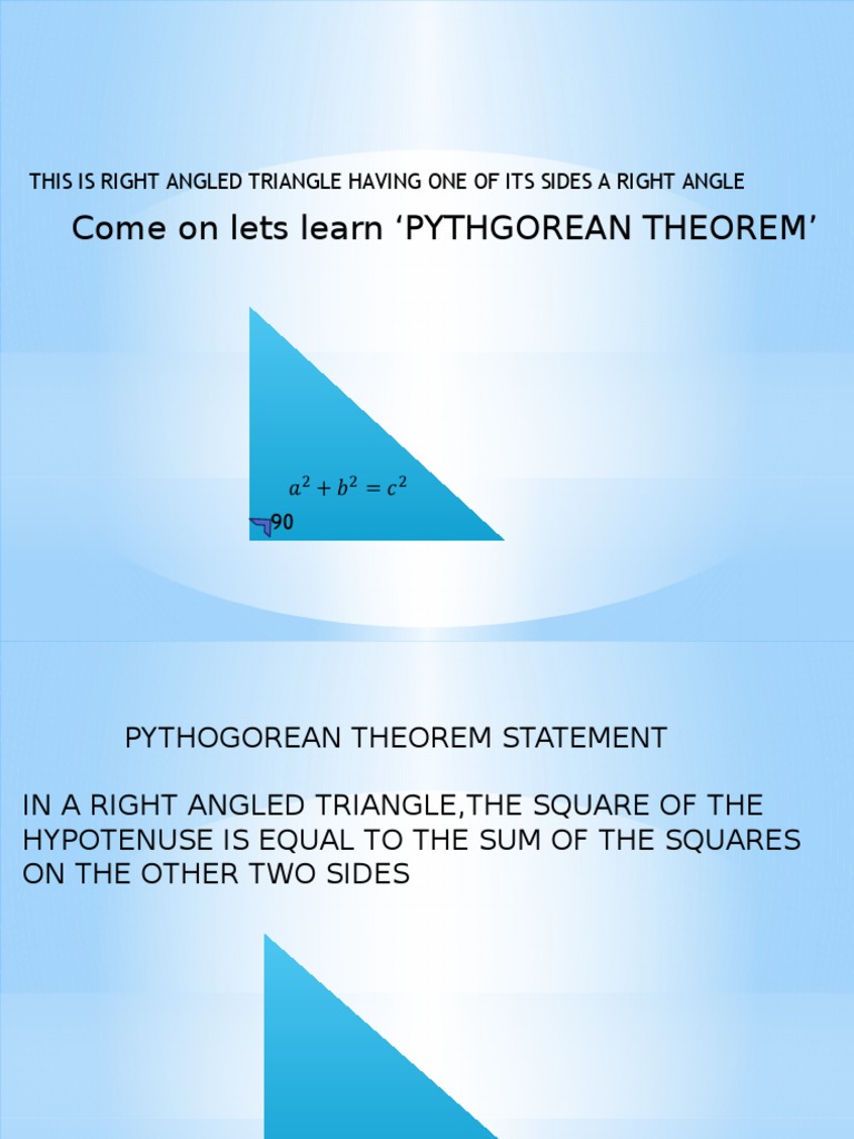 PYTHOGORAS THEOREM Presentation - PPTXJH | PDF | Triangle | Triangle ...