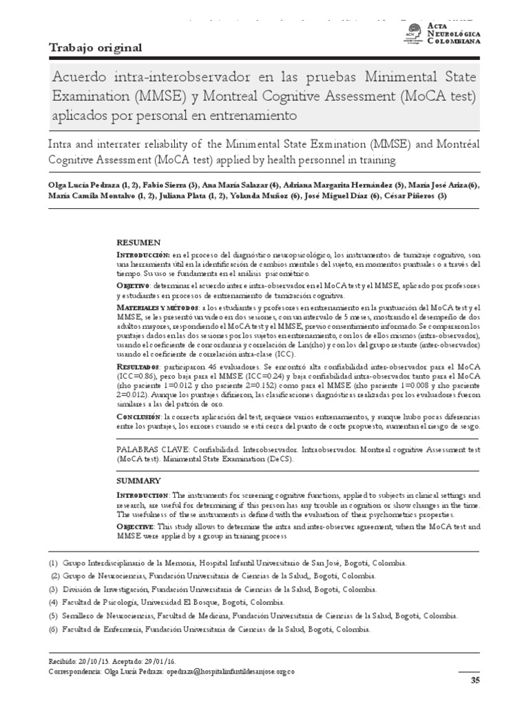 Moca o Minimental Evaluación | PDF | Diagnostico medico | Cognición