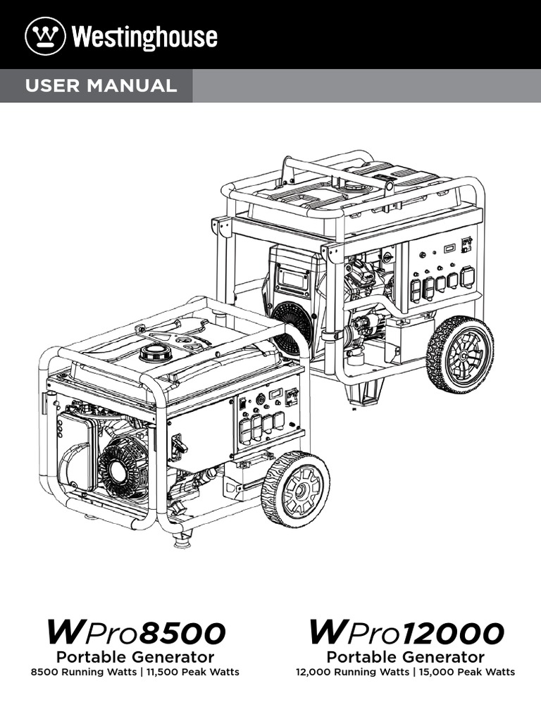 WPro8500 Generator User Manual | PDF | Gasoline | Battery Charger