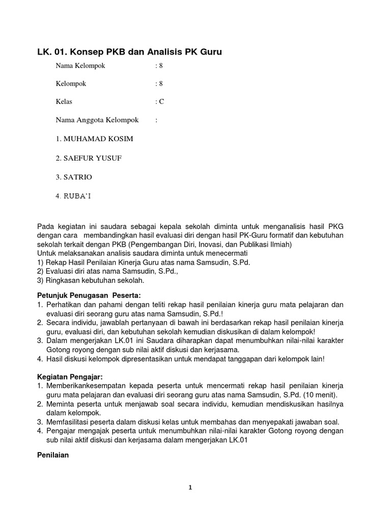 LK-01 Konsep PKB & Analisis Hasil PKG | PDF | Karier & Perkembangan