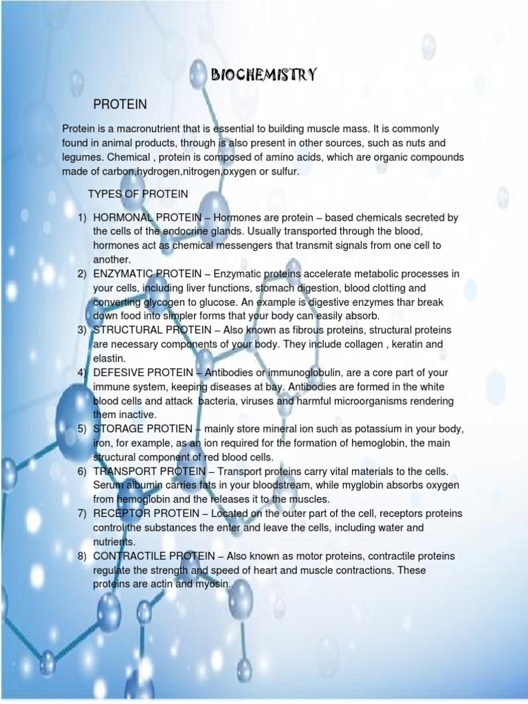 Protein: Biochemistry | PDF | Proteins | Biochemistry