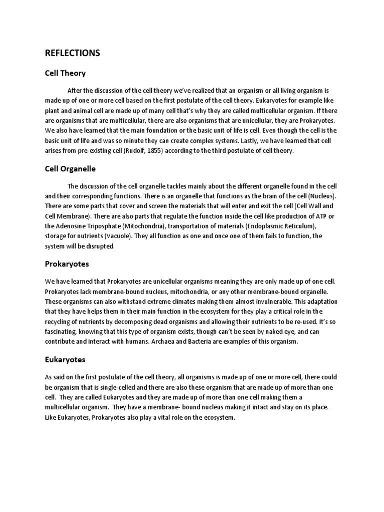 Reflections: Cell Theory | PDF | Cell (Biology) | Mitosis