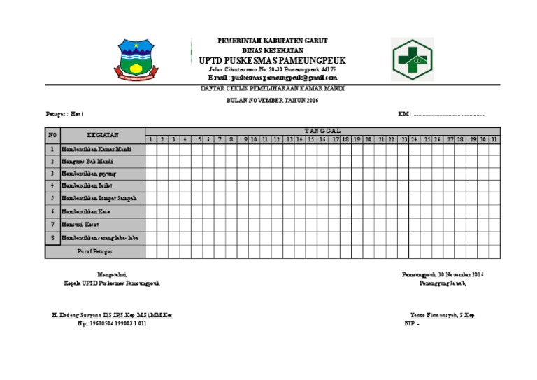 Daftar Ceklis Pemeliharaan Kamar Mandi Cibatu | PDF