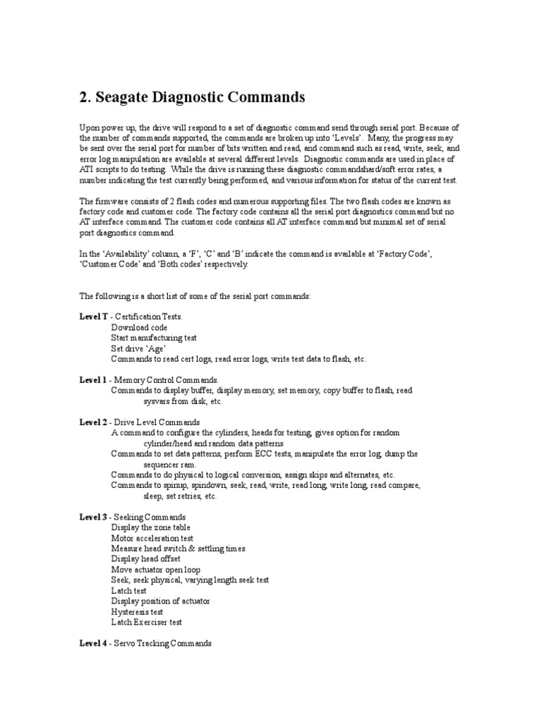 Seagate Diagnostic Command | PDF | Flash Memory | Random Access Memory