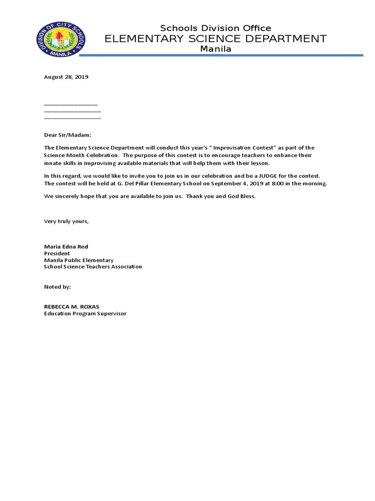Invitation to Judge Science Contest | PDF
