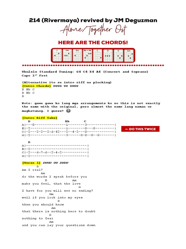 Alone/Together Ost: Ukulele Standard Tuning: G4 C4 E4 A4 (Concert and ...