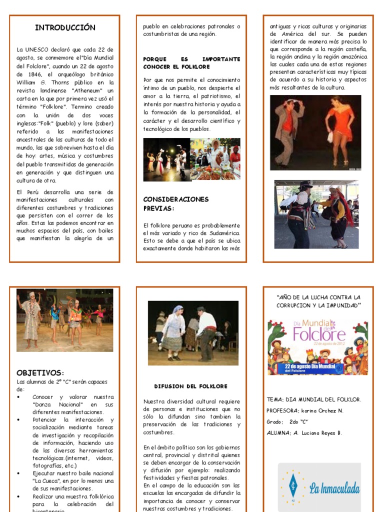 Triptico Folklore | PDF | Folklore | Cultura (general)