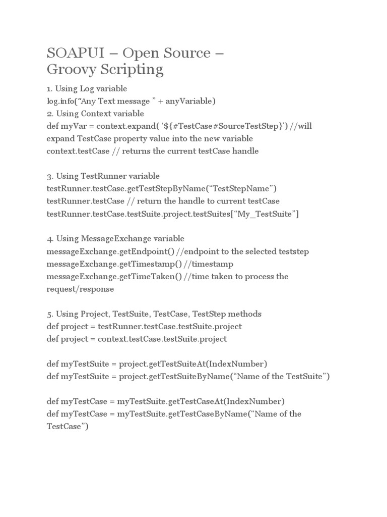 SOAPUI - Open Source - Groovy Scripting | PDF