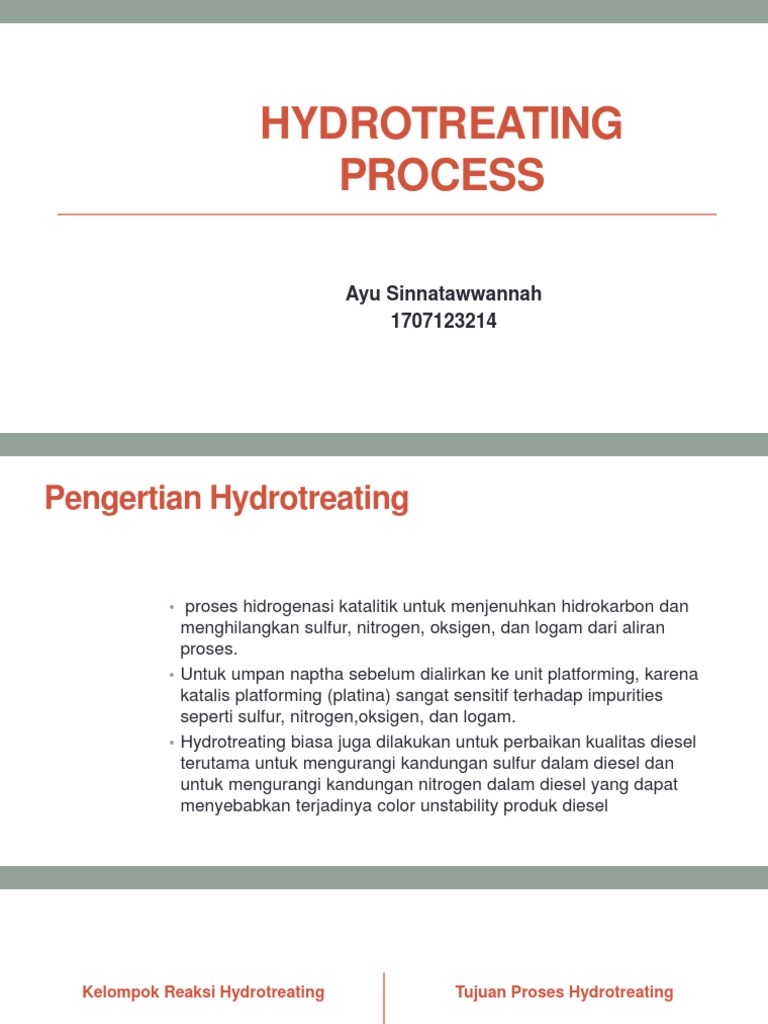 Proses dan Reaksi Hydrotreating | PDF
