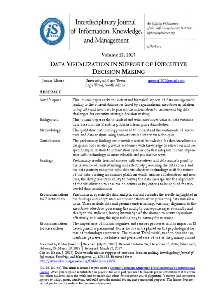 Data Visualization in Support of Executive Decision Making | PDF ...