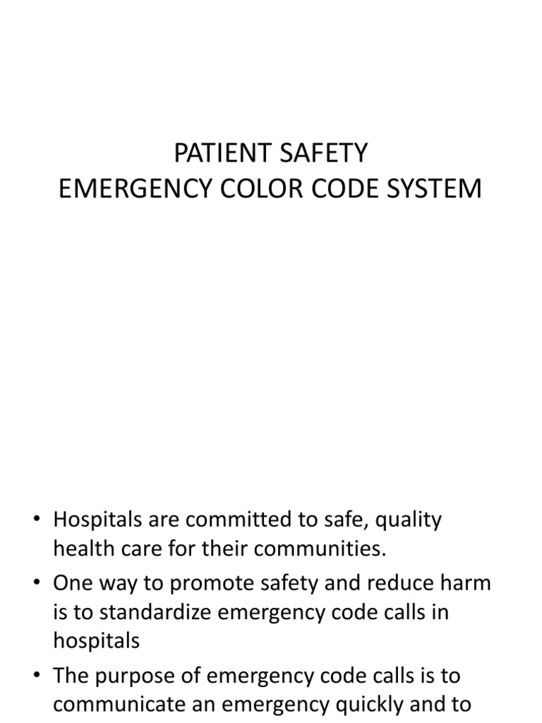 Patient Safety Emergency Color Code System | PDF | Emergency | Patient ...