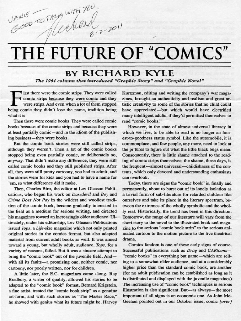 Richard Kyle The Future of Comics | Download Free PDF | Comic Book | Comics
