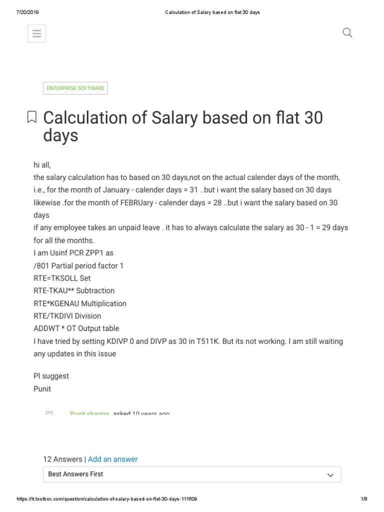 Calculation of Salary Based On Flat 30 Days | PDF | Salary | Teaching ...