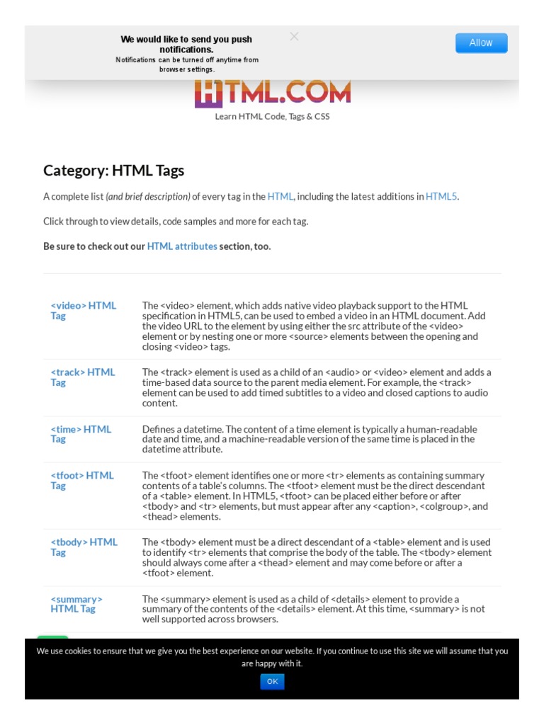 Category: HTML Tags | PDF | Html Element | Html