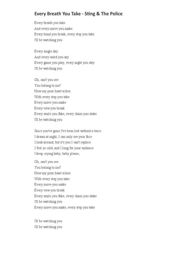 "Every Breath You Take Lyrics" | PDF | Poetry