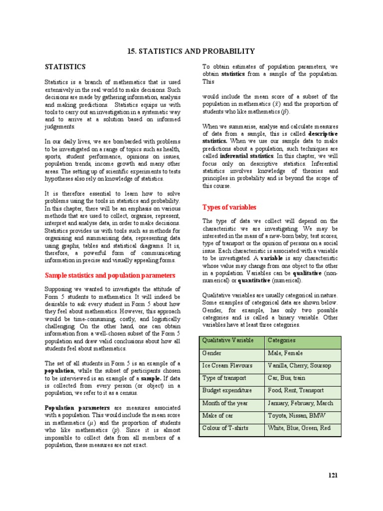 Statistics and Probability PDF | PDF | Level Of Measurement | Statistics