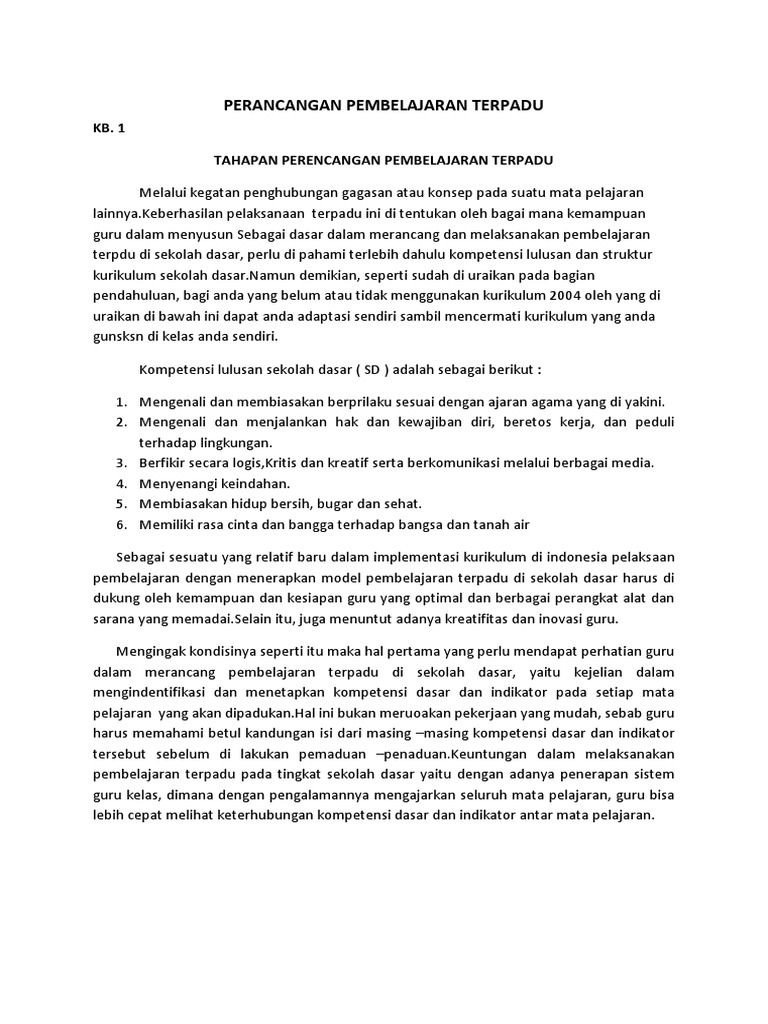 MODUL 4 Pembelajaran Terpadu | PDF