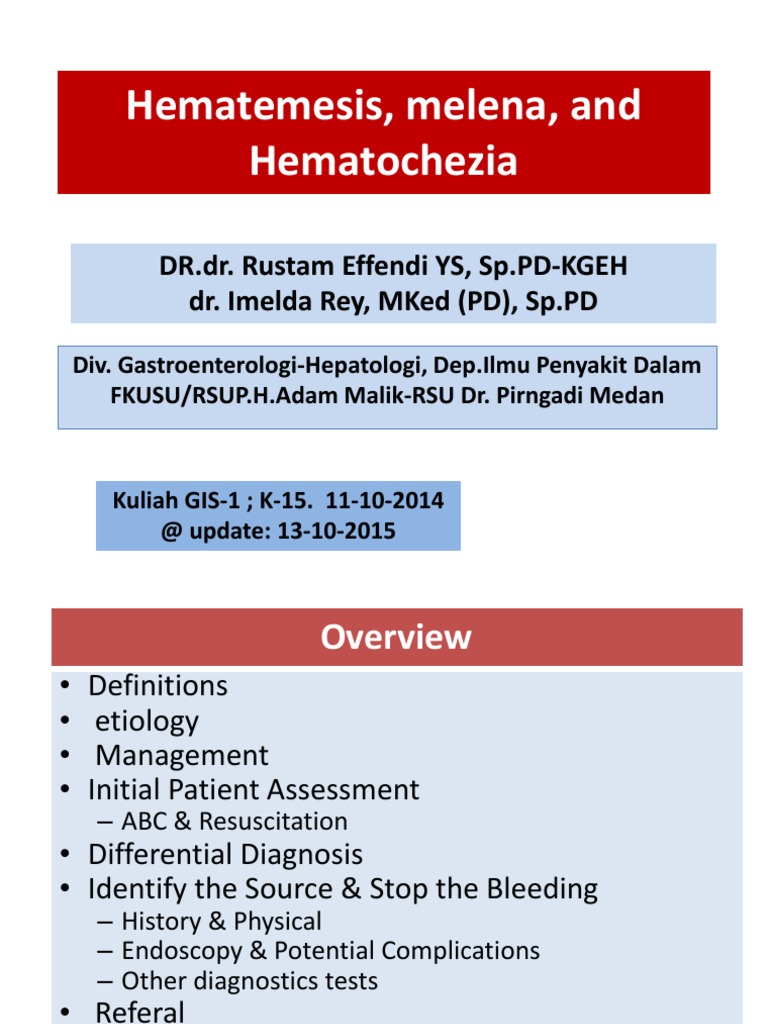 Hematemesis, Melena, Hematoschezia | PDF | Bleeding | Blood