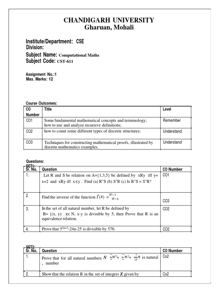 Computational Maths | PDF | Integer | Discrete Mathematics