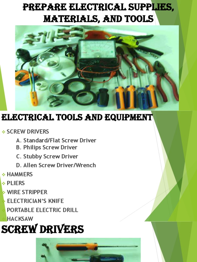 1 Tle 8 Prepare Electrical Supplies, Materials, and Tools 1 | PDF ...