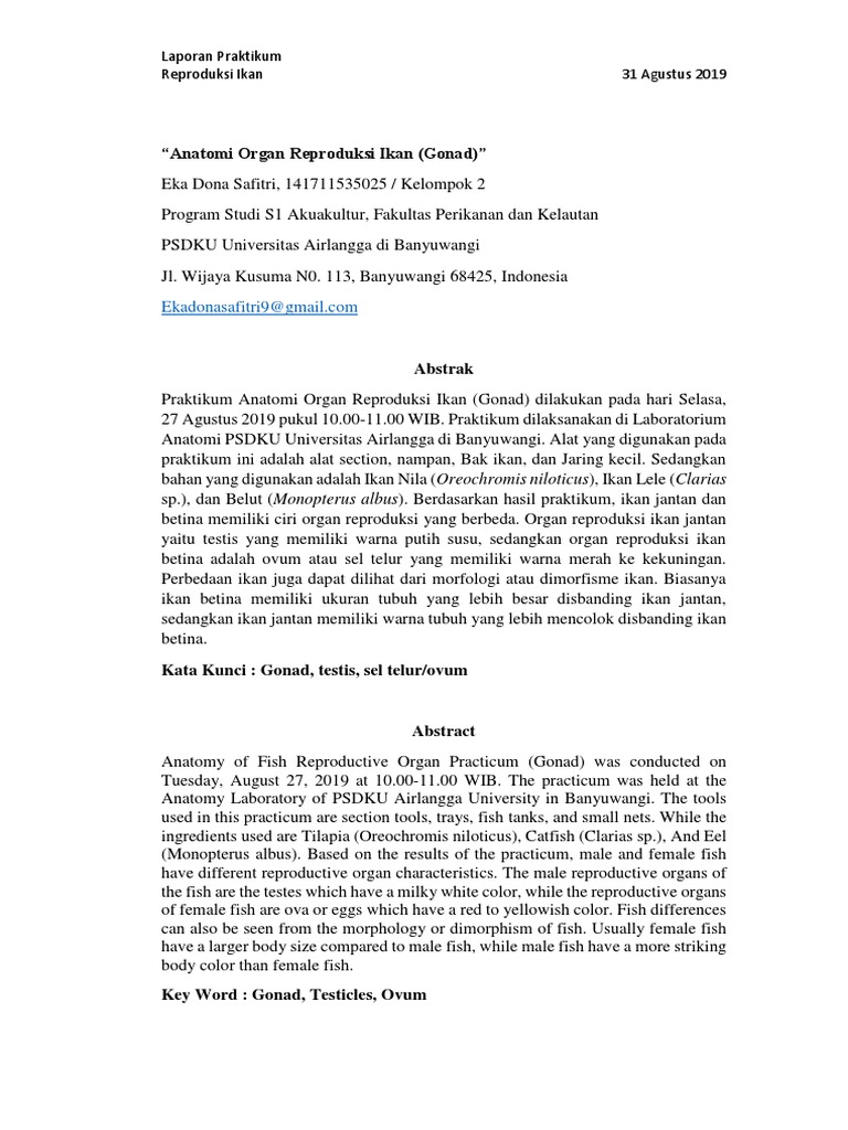 Anatomi Reproduksi Ikan Nila dan Lele | PDF | Kesehatan Holistik