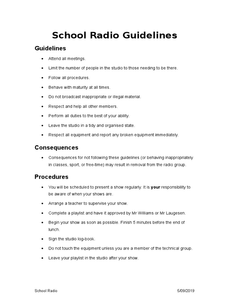 School Radio Guidelines | PDF
