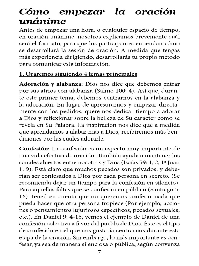 Guía para Oración Unánime | PDF | Oración | Comportamiento religioso y ...