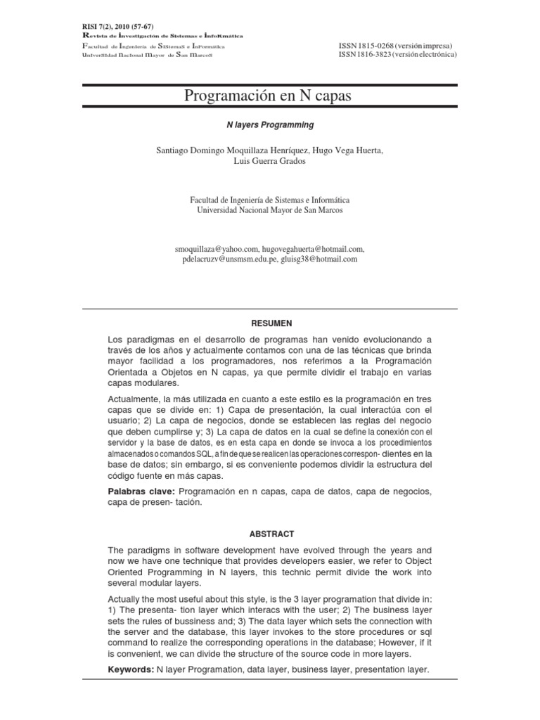 Programacion Por Capas | PDF | Objeto (informática) | Clase ...