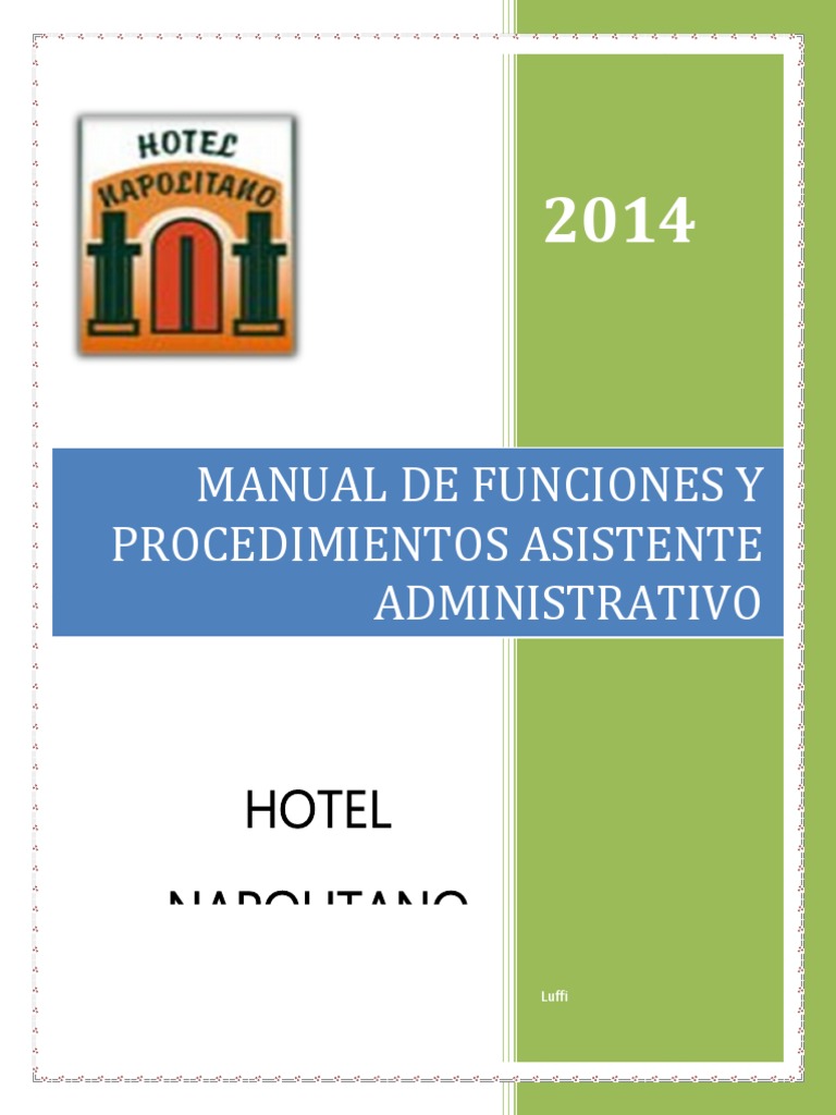 Manual de Funciones Asistente Administrativo | PDF | Hotel | Turismo