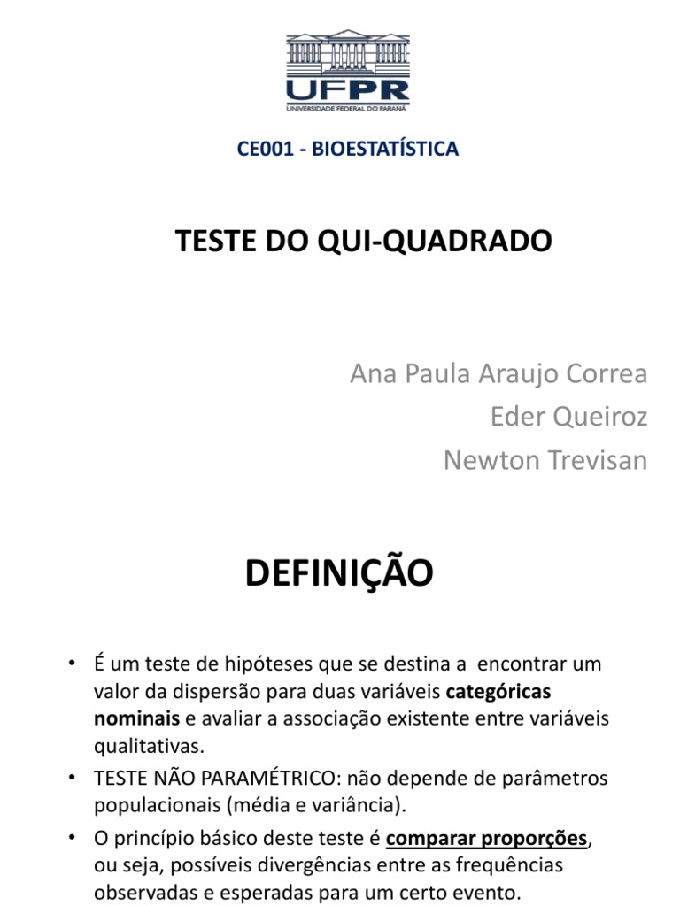 Teste Do Qui-Quadrado | PDF | Distribuição Qui Chi | Significado ...