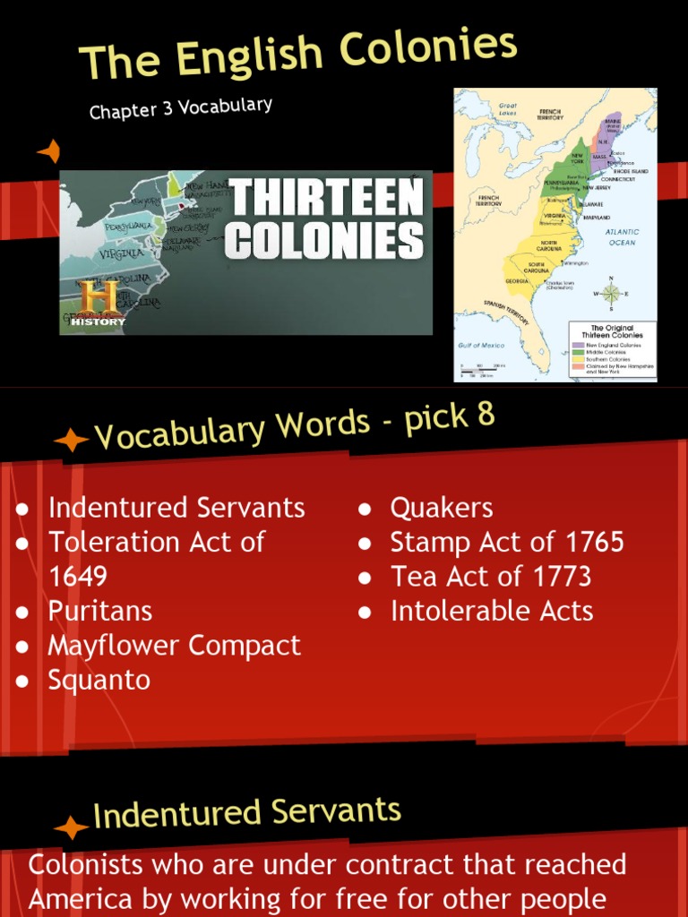The English Colonies: Chapter 3 Vocabulary | PDF | Colonization Of The ...