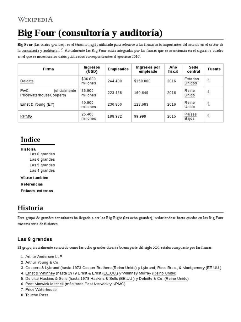Big Four (Consultoría y Auditoría) | PDF | Pricewaterhouse Coopers ...