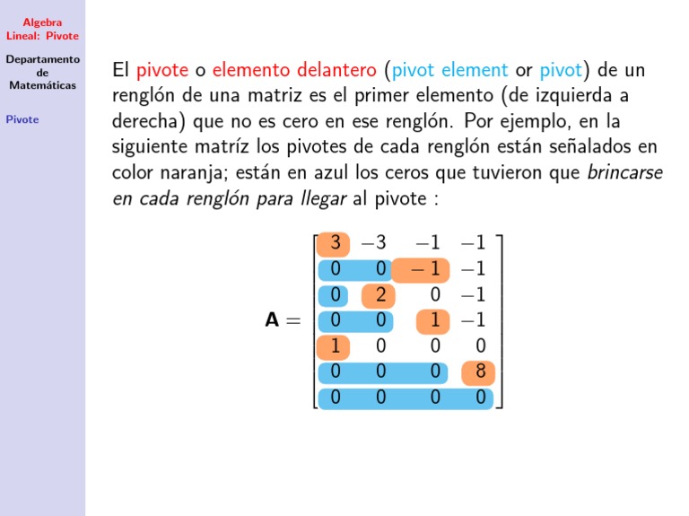 Algebra Lineal Pivote PDF | PDF