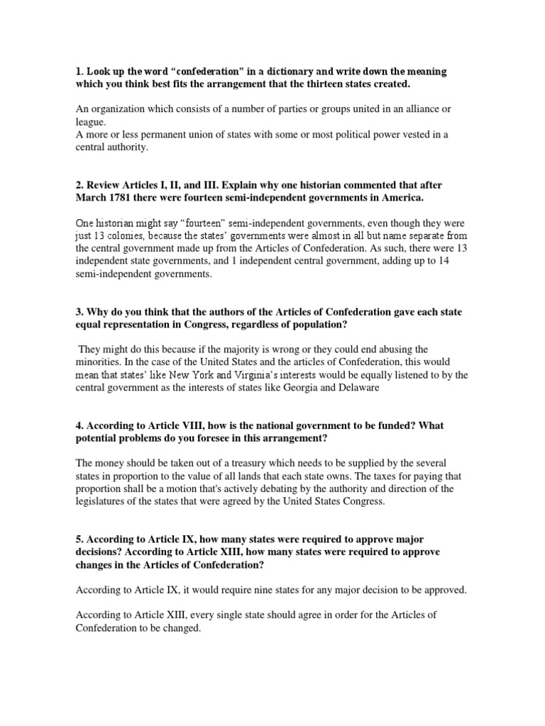 Articles of Confederation Case Study | PDF | U.S. State | Thirteen Colonies