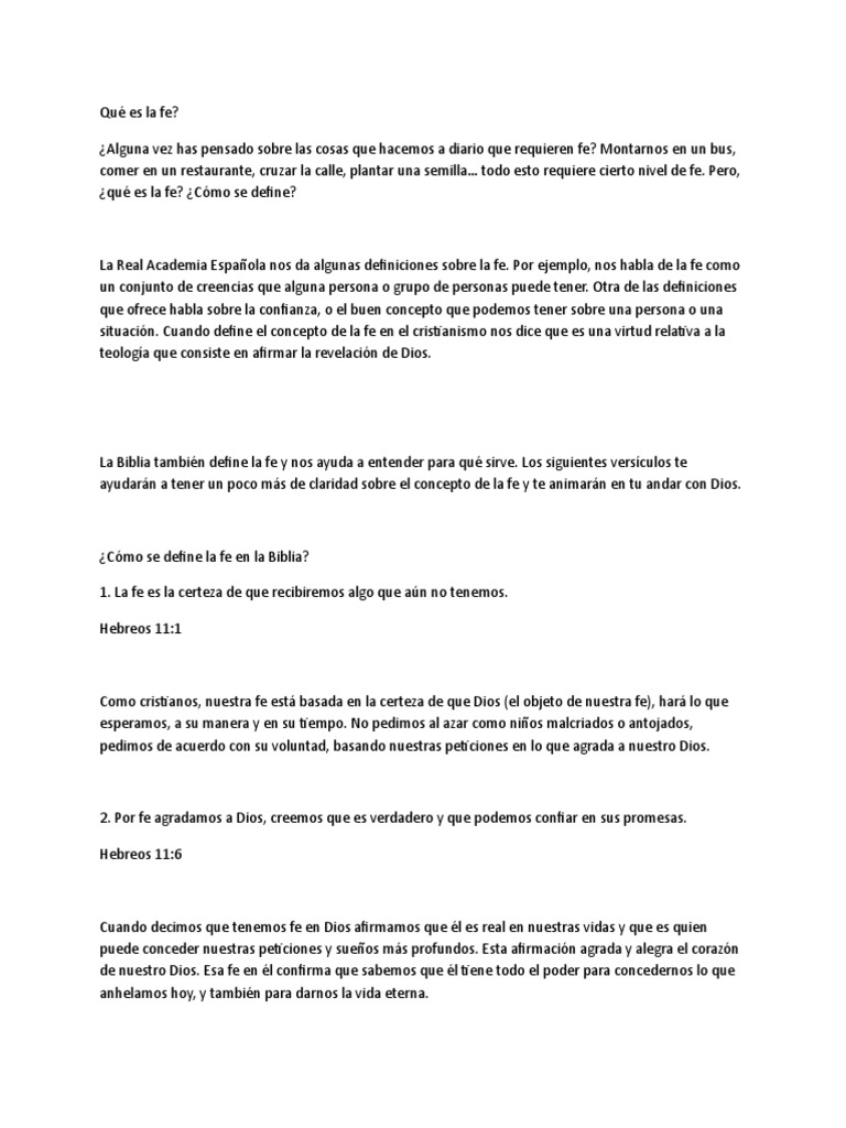 La Fe: Definición y Significado Bíblico | PDF | Fe | Salvación