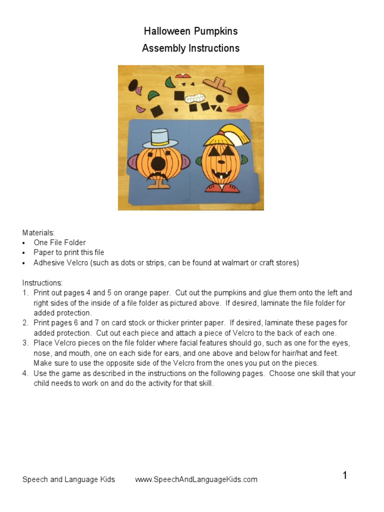 Halloween Pumpkins File Folder Game | PDF | Pronoun | Plural