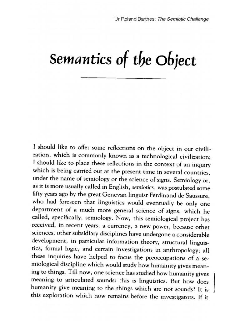 Roland Barthes - The Semiotic of Challenge PDF | PDF