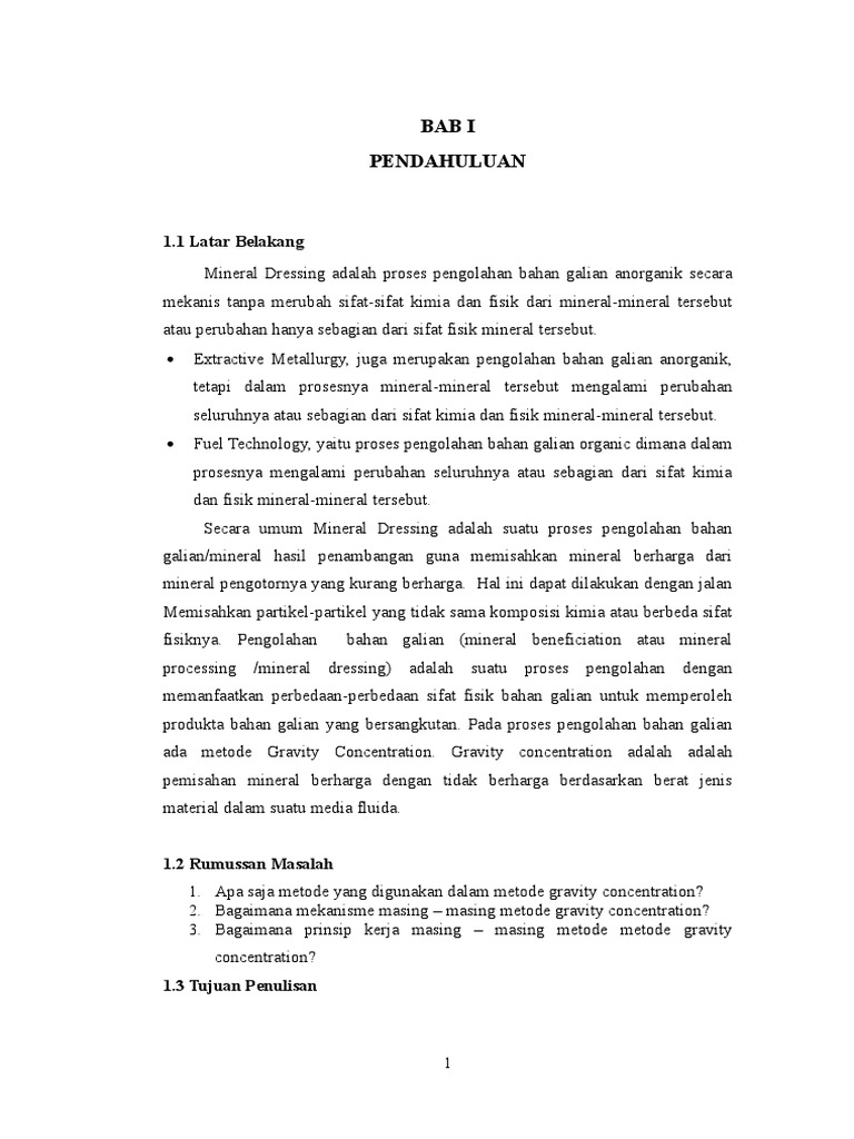 Metode Gravity Concentration Mineral | PDF