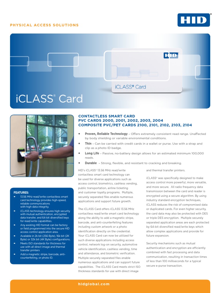 Iclass Card Ds en | PDF | Smart Card | Access Control