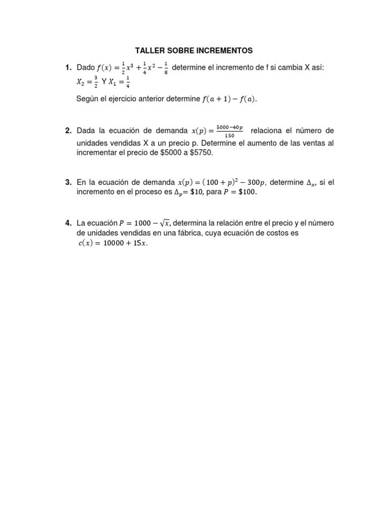 Cálculo de Incrementos en Funciones | PDF | Business | Enseñanza de ...