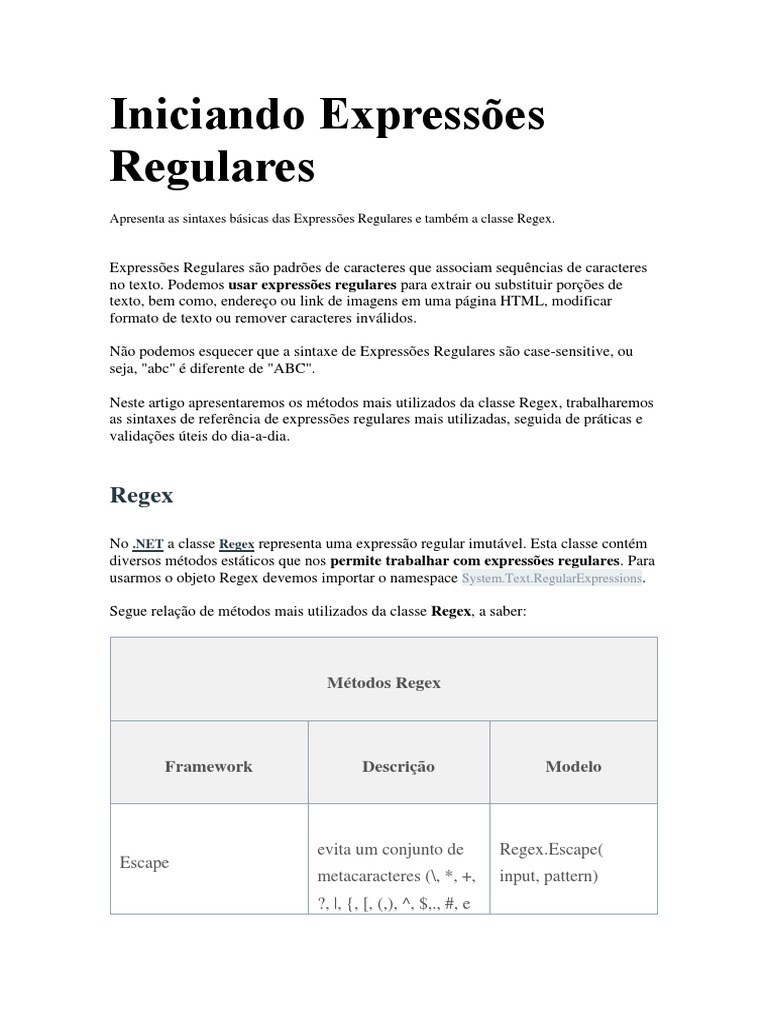 Introdução às Expressões Regulares: Sintaxes Básicas e Métodos da ...