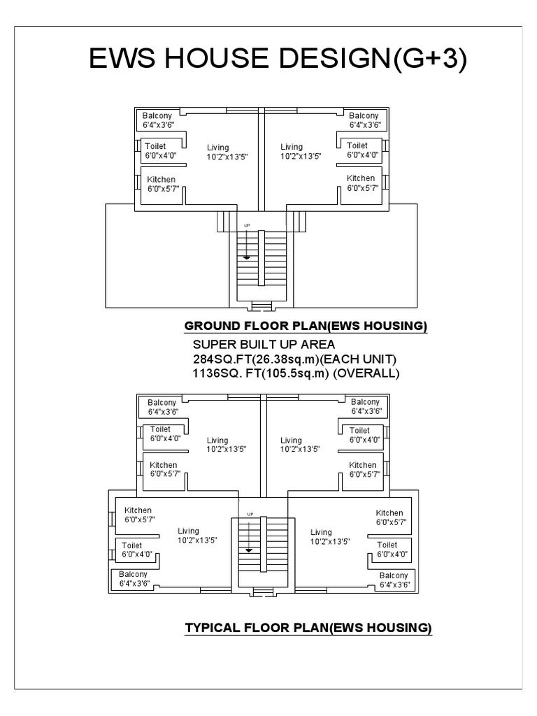 Ews House Design (G+3) : Ground Floor Plan (Ews Housing) | PDF